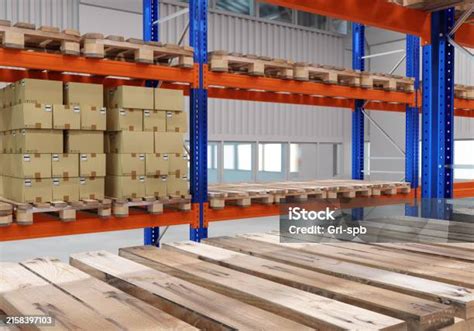물류 창고 팔레트에 골판지 상자 택배 물류 개념 창고 공간 시각화 물류 센터 택배 회사 보관 선반에 배달 서비스에서 상자 3d 이미지 0명에 대한 스톡 사진 및 기타 이미지