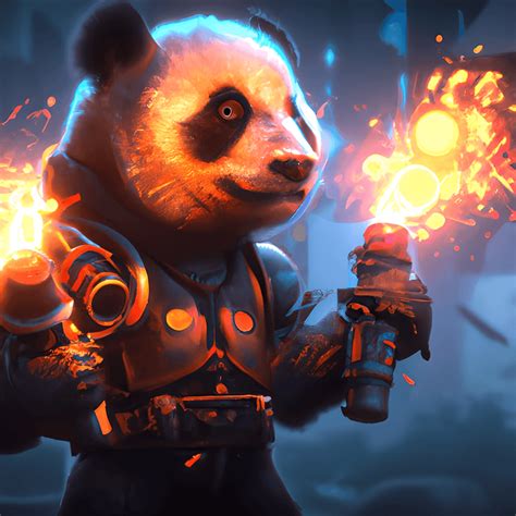 Cyberpunk Panda With Flamethrowers · Creative Fabrica