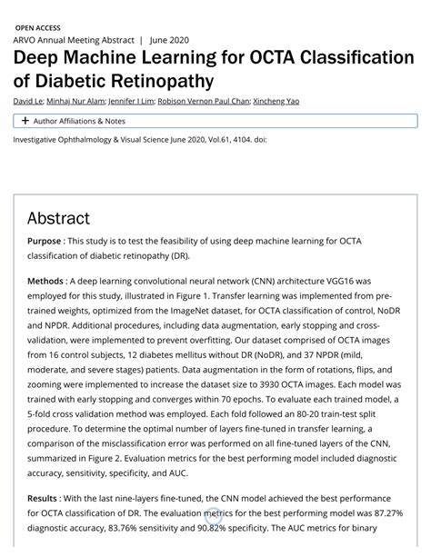 Pdf Deep Machine Learning For Octa Classification Of Diabetic Retinopathy