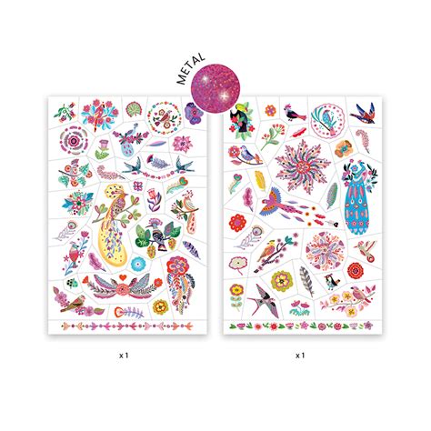 Детски временни татуировки с металически ефект Птици Точици