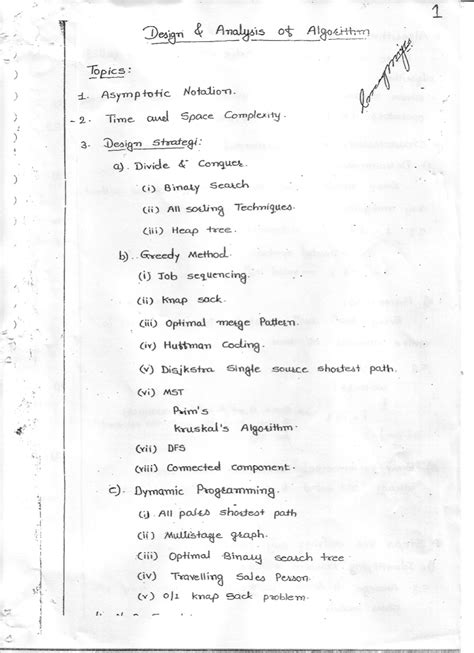 Daa Lecture Notes All Design And Analysis Of Algorithms Studocu
