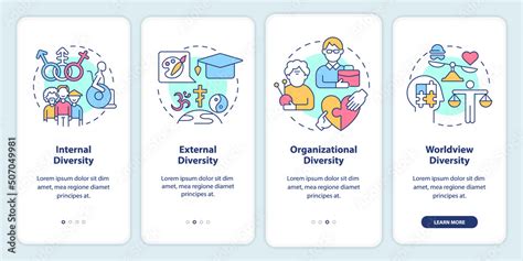 Workplace Diversity Onboarding Mobile App Screen Corporate Tolerance Walkthrough 4 Steps