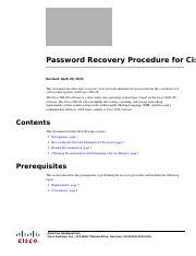 Password Recovery Procedure For Cisco NX OS PDF Password Recovery Procedure For Cis Revised