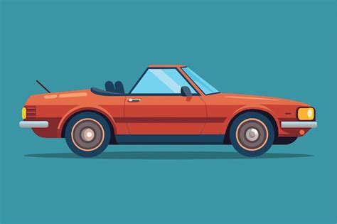 A Vibrant Semiflat Illustration Showcases A Customizable Convertible Car Parked Against A Solid