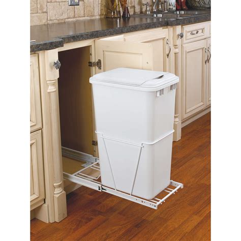 Rev A Shelf RV 12PB 50 50 Quart Pull Out Sliding Waste Bin Container Garbage Trash Can For