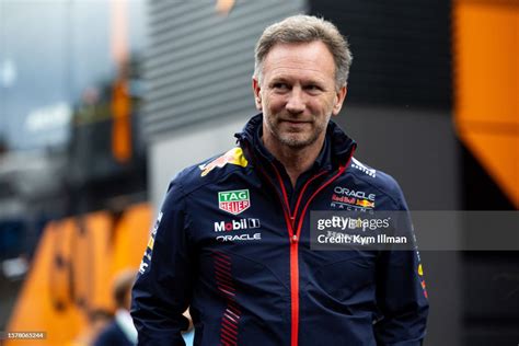 Red Bull Racing Team Principal Christian Horner Walks In The Paddock