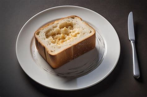 World Hunger And Poverty Concept A Piece Of Bread On An Empty Plate