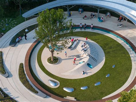 Concentric Pathways And Gardens Encircle Hids Connective Urban Node In Hubei China