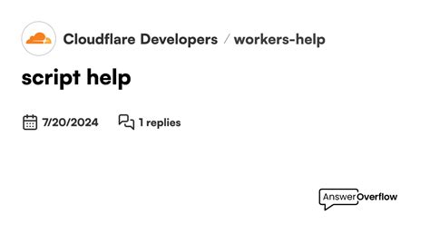 Script Help Cloudflare Developers