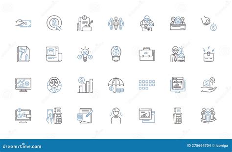 Cash Management Line Icons Collection Budgeting Saving Investing Liquidity Forecasting