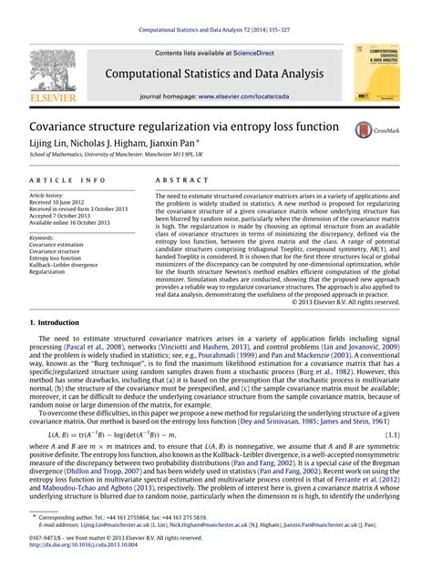 Pdf Covariance Structure Regularization Via Entropy Loss Function