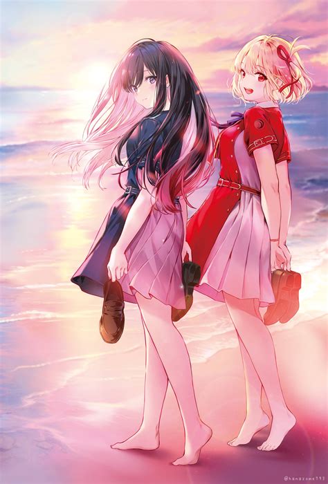 Short Hair Yuri Two Women Blonde Lycoris Recoil Inoue Takina Fan