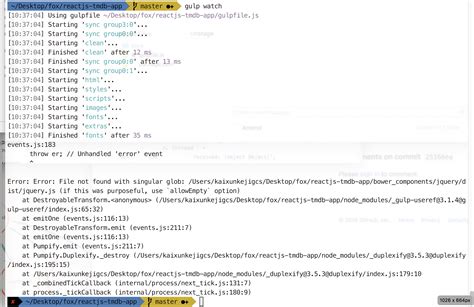 gulp watch failed · issue 10 · skempin reactjs tmdb app · github