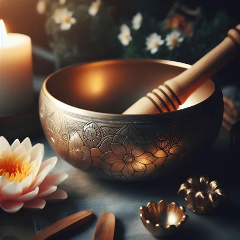 premium photo lotus singing bowl calm nature