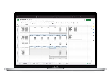 Google Sheets Employee Hours Tracker For Businesses And Employees Google Sheets Hours Tracker