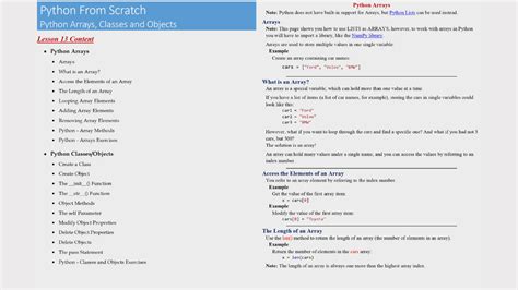 Python From Scratch Lesson 13 PDF Python Arrays Classes And Objects