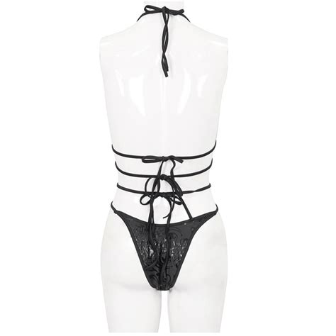 Hardnheavy Gothic Pentagram Pattern Cross Straps Bikini Set Fashion