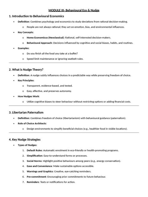 Behavioural Economics And Nudge Theory Pdf Psychological Concepts