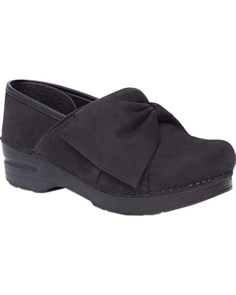 Dansko Leather Pro Bow Clog In Black Save 30 Lyst