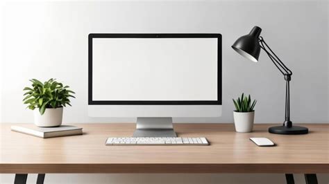 Modern Workspace Setup With Monitor Keyboard Mouse And Plants Premium Ai Generated Image