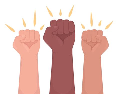 Premium Vector Protesting Semi Flat Color Vector Hand Gesture