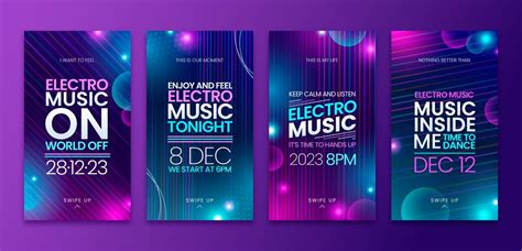 그라디언트 일렉트로닉 뮤직 인스타그램 스토리 무료 벡터