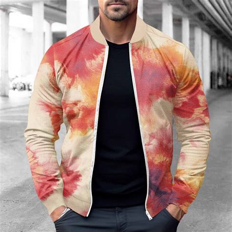 Dihao Mens Jacket Lightweight Casual Bomber Jacket Color Block Varsity