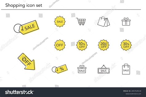 Various Shopping Icon Setyellow Black Colorvector Stock Vector Royalty Free 2057529134