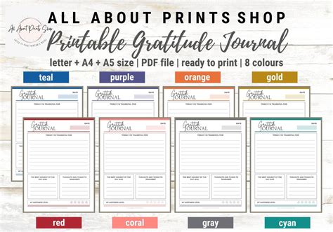 Printable Gratitude Journal Daily Gratitude List Template