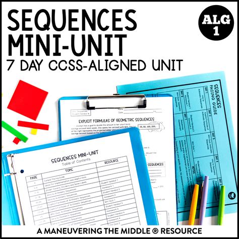 Sequences Mini Unit Algebra 1 Ccss Maneuvering The Middle