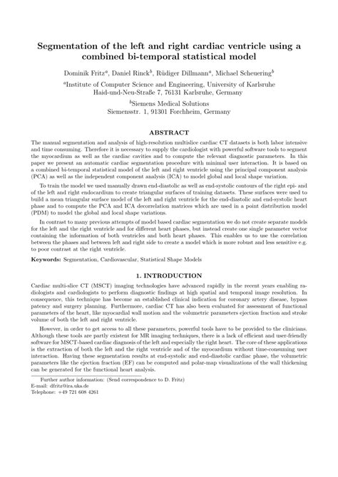 Pdf Segmentation Of The Left And Right Cardiac Ventricle Using A Combined Bi Temporal