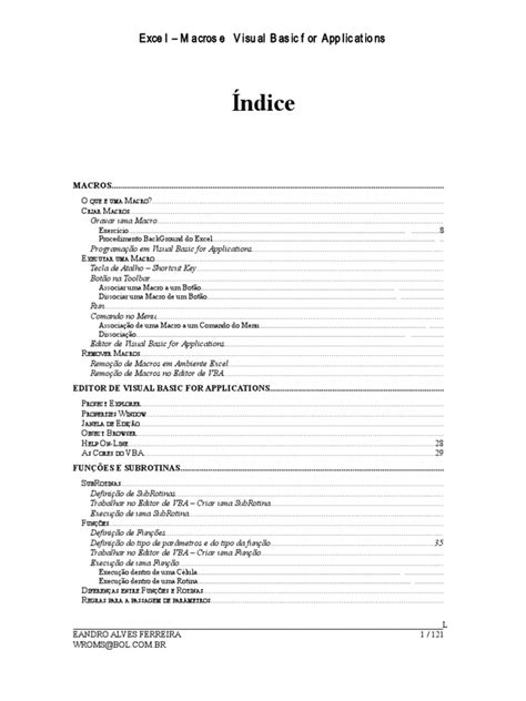 Apostila Excel Vba Completa Portugues Pdf Macro Ciência Da