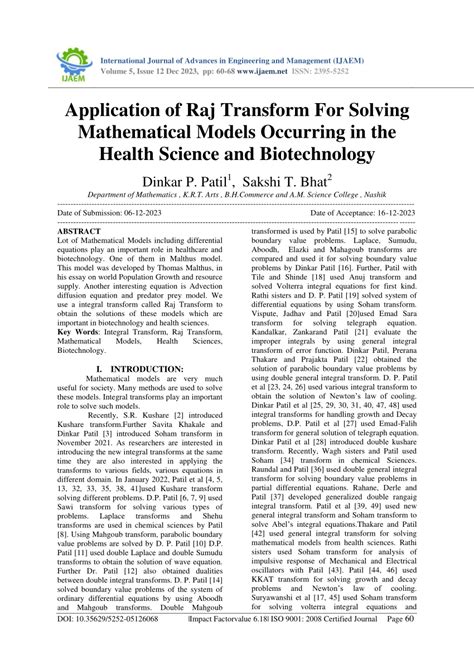 Pdf Application Of Raj Transform For Solving Mathematical Models Occurring In The Health