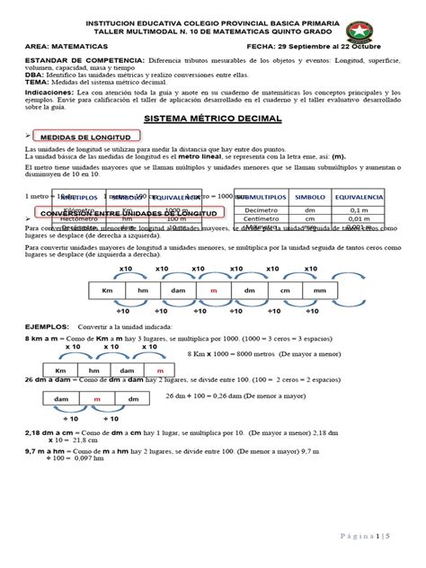 Sistema Metrico Decimal 6 Pdf Litro Sistema Internacional De Unidades