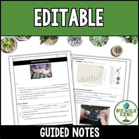 Minerals Presentation Guided Notes Spectacular Science