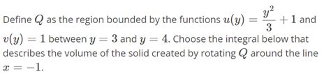 define q as the region bounded by the functions u y y 2 3 1 and v
