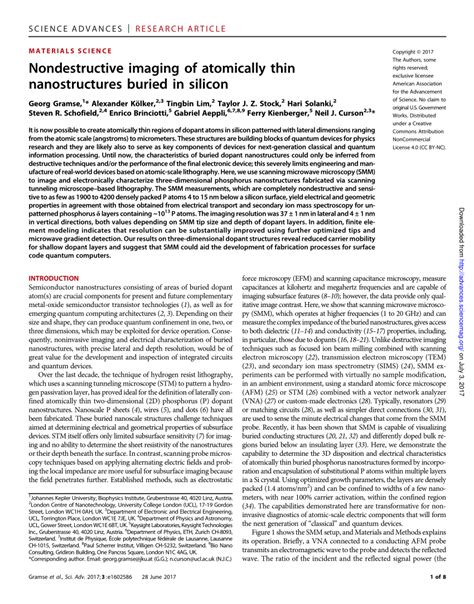 Pdf Nondestructive Imaging Of Atomically Thin Nanostructures Buried In Silicon