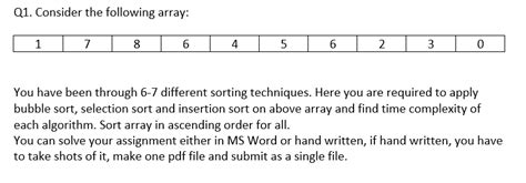 Solved Q1 Consider The Following Array 1 7 8 6 4 5 6 2 3 0