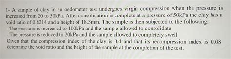 Solved 1 ﻿a Sample Of Clay In An Oedometer Test Undergoes