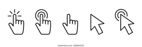 Hand Cursors Icons Click Set Pointer Stock Vector Royalty Free