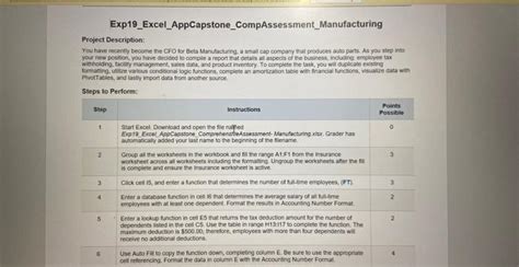Solved Exp19 Excel Appcapstone Compassessment Manufacturing