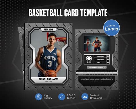 Basketball Card Creator Canva Template Create Your Own Customizable
