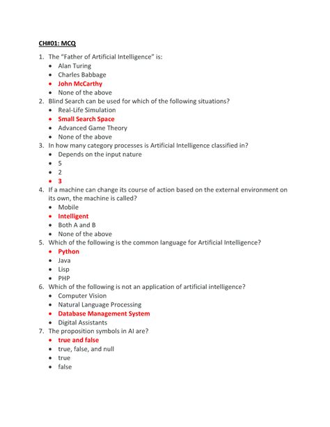 Chapter1 Ai Mcqs It Is Artificial Intelligence Work Ch01 Mcq The