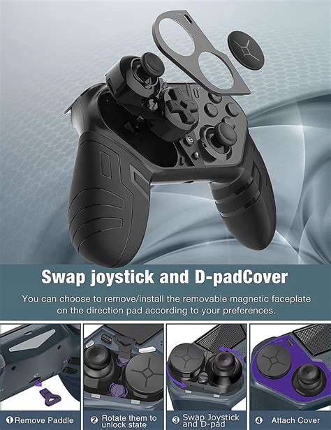 2021 Upgraded Wireless P4 Controller With 3 Back Buttons Turbo Gyro Hd Vibration Black