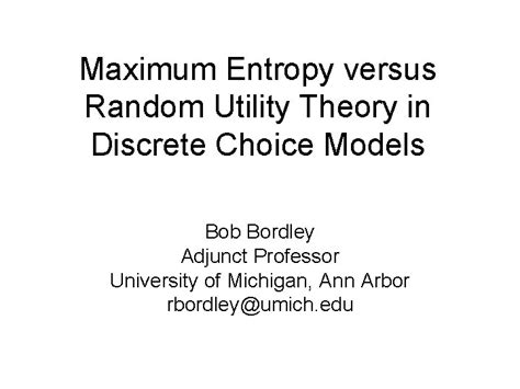 Maximum Entropy Versus Random Utility Theory In Discrete