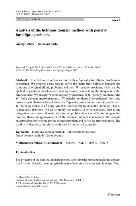 Pdf Analysis Of The Fictitious Domain Method With Penalty For Elliptic Problems