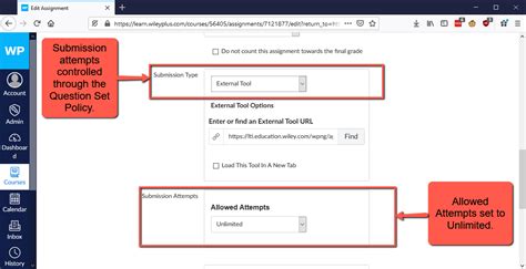 submission attempts option under edit assignment settings