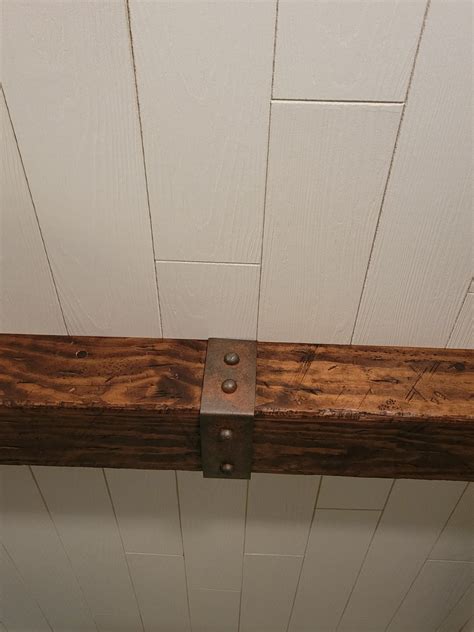 3 In Faux Textured Rusted Steel Ceiling Beam Brackets With Artificial Carriage Bolts Etsy