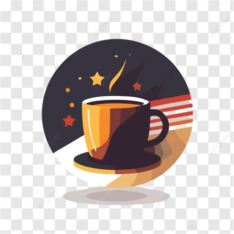 원형 배경에 커피 컵 벡터 흰색 배경에 뜨거운 아메리카노의 단순한 다채로운 아이콘 그림자 없음 작은 프레임 중앙 Png 일러스트 및 벡터 에 대한 무료 다운로드