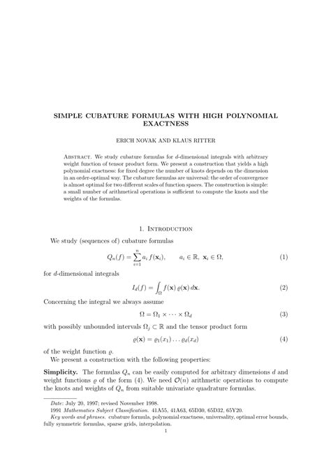 Pdf Simple Cubature Formulas With High Polynomial Exactness